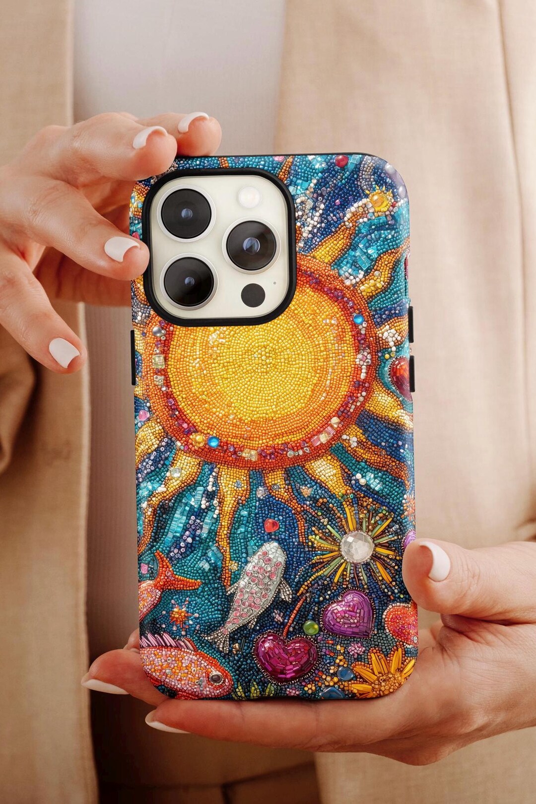 Vintage Mosaic Collage Phone Case Sun Celestial Mosaic Tiles Cases ...