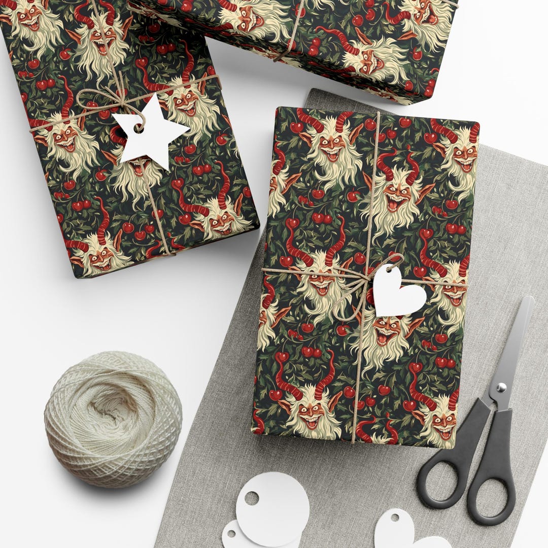 Krampus Wrapping Paper Goth Christmas Evil Holiday Baphomet Christmas ...