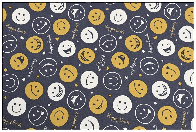 Smiley Face Fabric Happy Smiley Faces Emoji Fabric Cartoon - Etsy