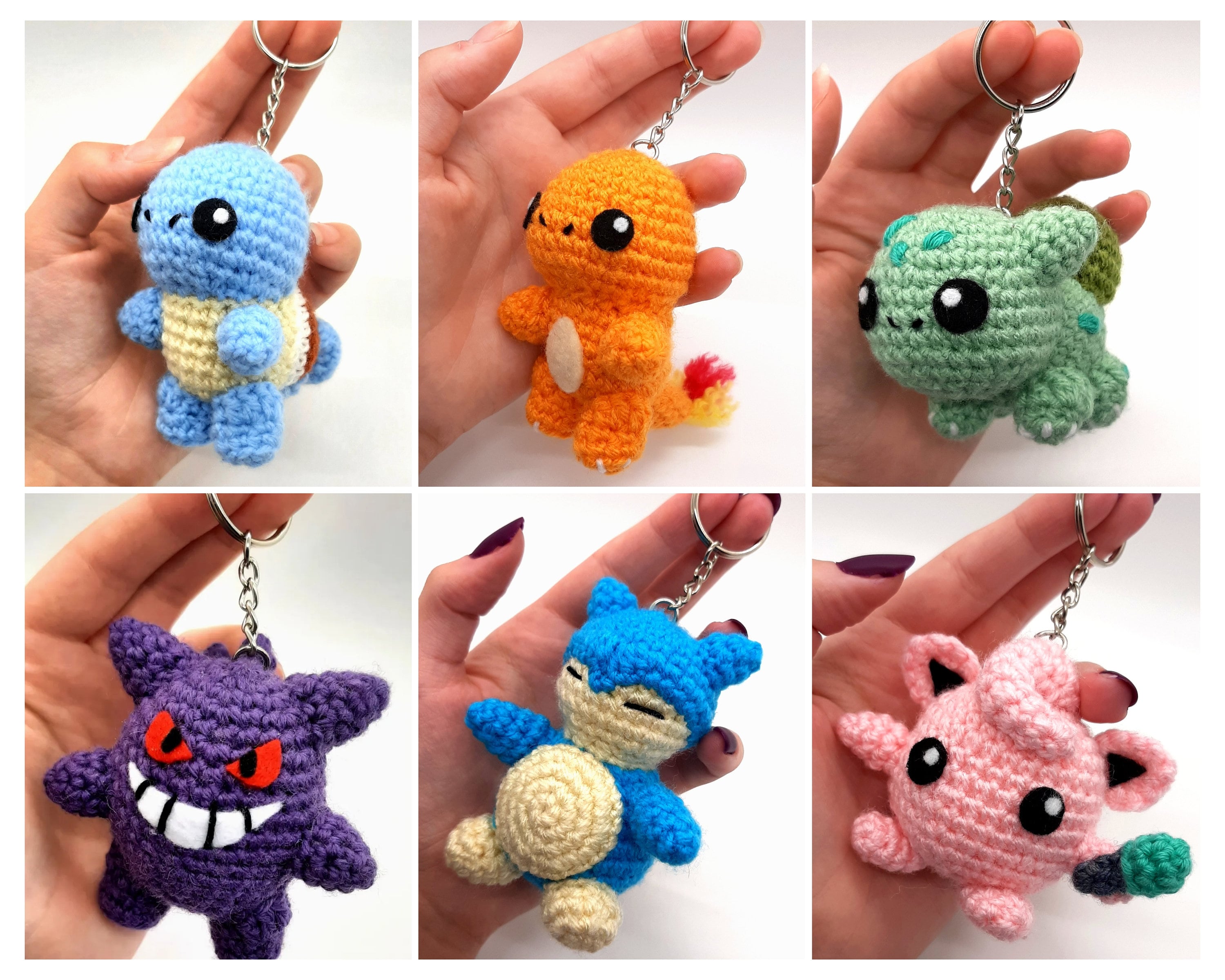 Amigurumi Mini Pokemon Crochet Pokemon Keychains Charmander Bulbasaur ...