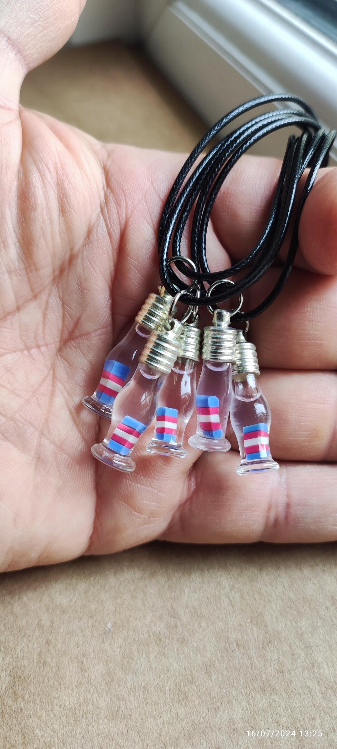 Unique Trans Pride Flag Charm Necklaces in Tiny Glass Bottles ...