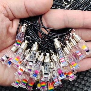 Pride Flag Glass Vial Necklaces - Miniature Rice Grain Flags, LGBTQ+ ...