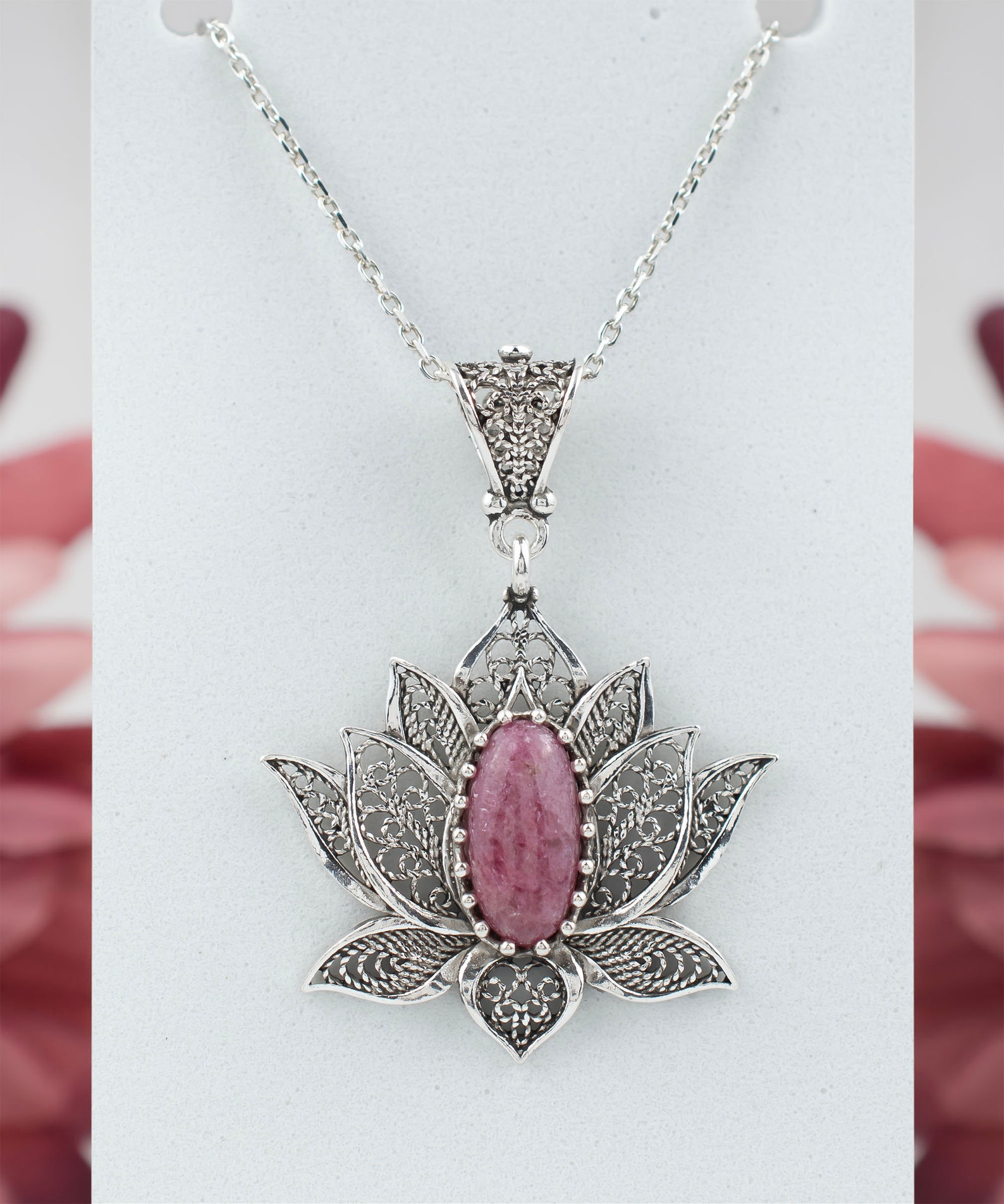 Sterling Silver Filigree Lotus Flower Aqua Chalcedony Women - Etsy