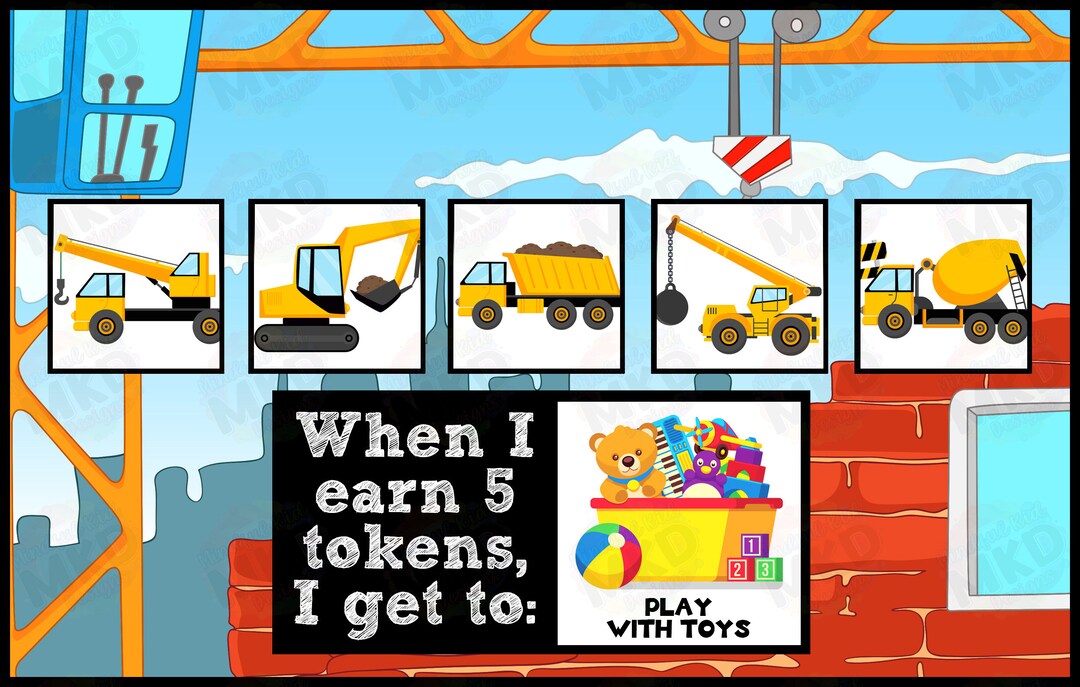 Construction Themed Behavior Chart/reward Chart/token Board Quick ...