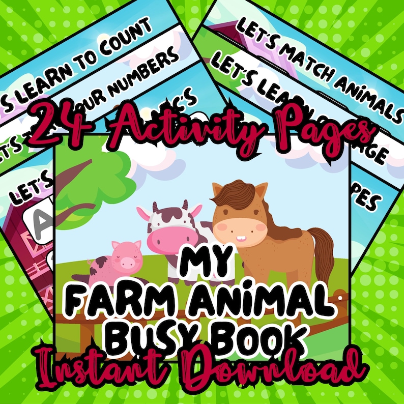 Farm Animal Themed Preschool/autism Busy Book - Printable Christmas ...