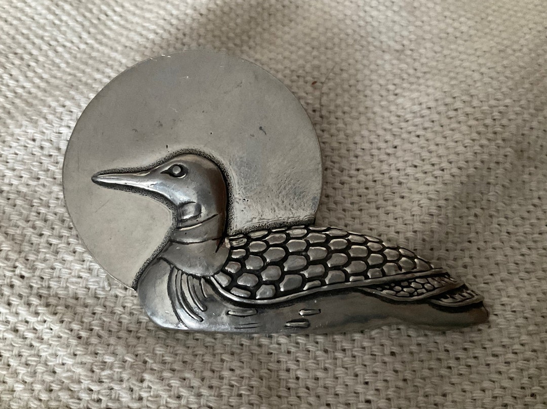 Vintage Pewter Loon and Moon Brooch Seagull Pewter Canada - Etsy