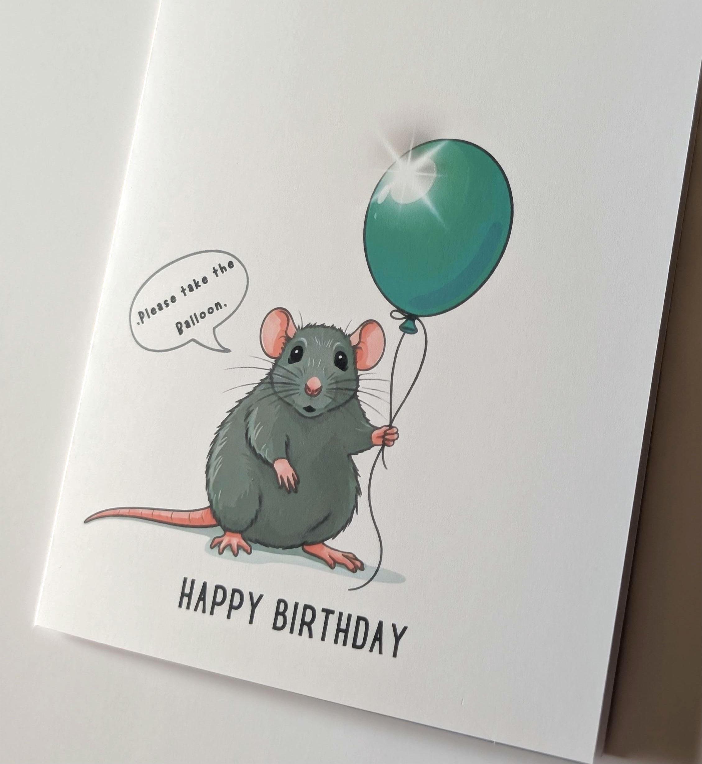 Cute Rat Illustration Birthday Card - Etsy UK