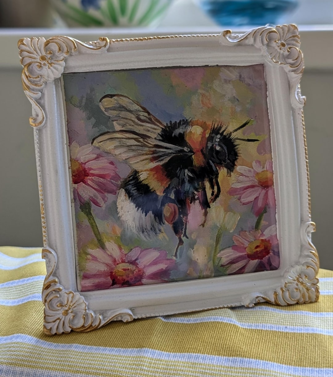 Mini Framed Bee Painting - 'A Bee's Paradise' - Original Acrylic ...