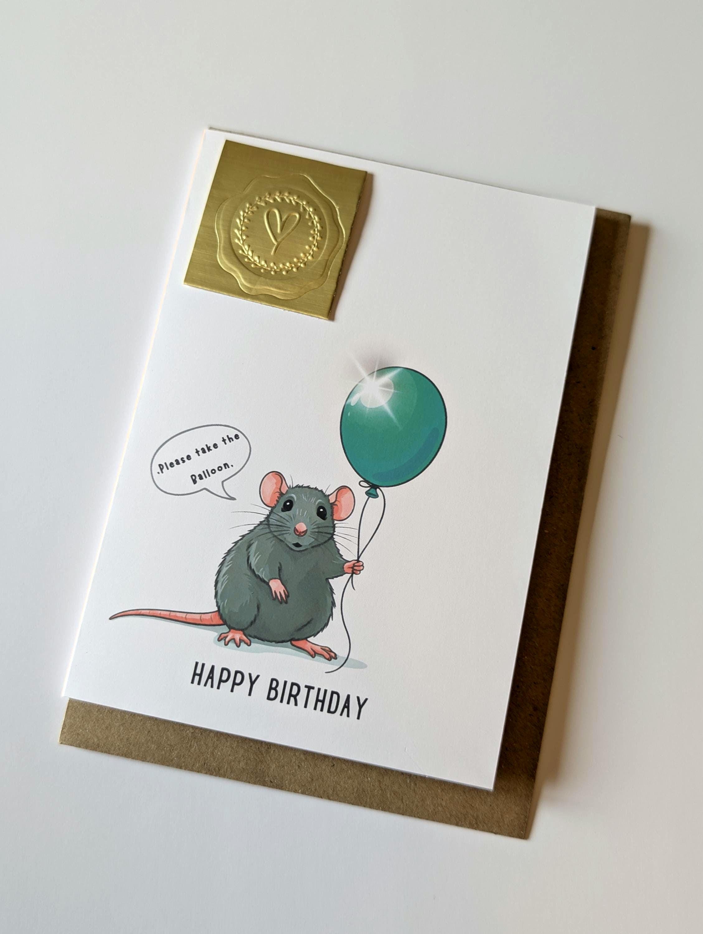 Cute Rat Illustration Birthday Card - Etsy UK
