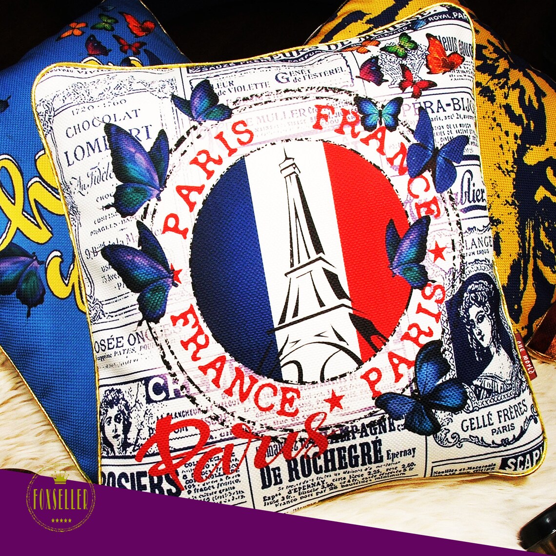 Paris Eiffel Tower Pillow, Paris France Decorative Pillow, 16x16 Pillow ...