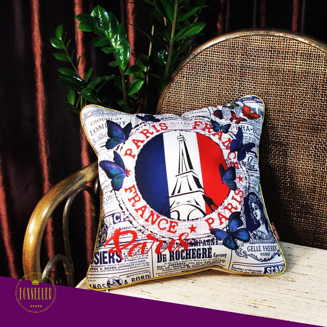 Paris Eiffel Tower Pillow, Paris France Decorative Pillow, 16x16 Pillow ...