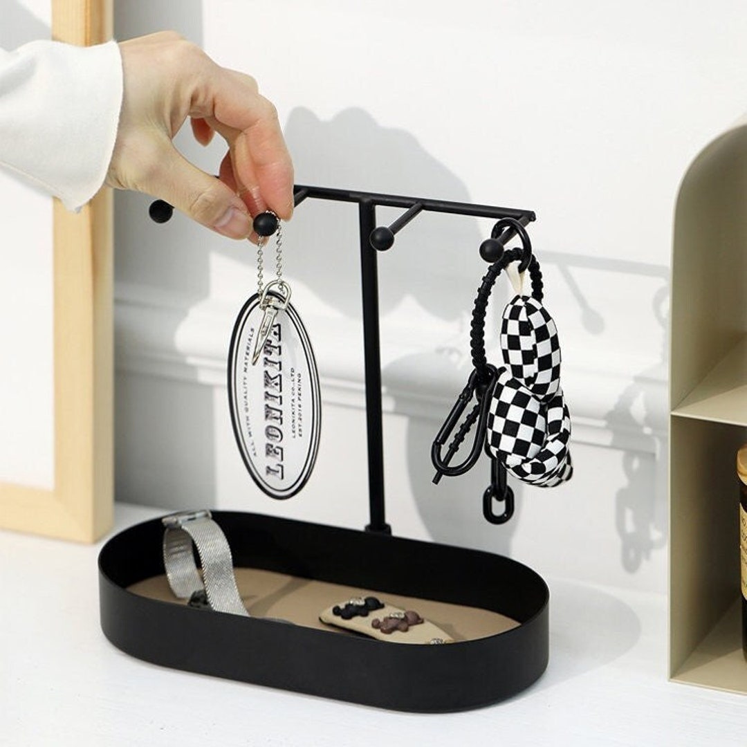 Key Holder Tray Tidy Metal Black White Home Storage Accessories Watch ...