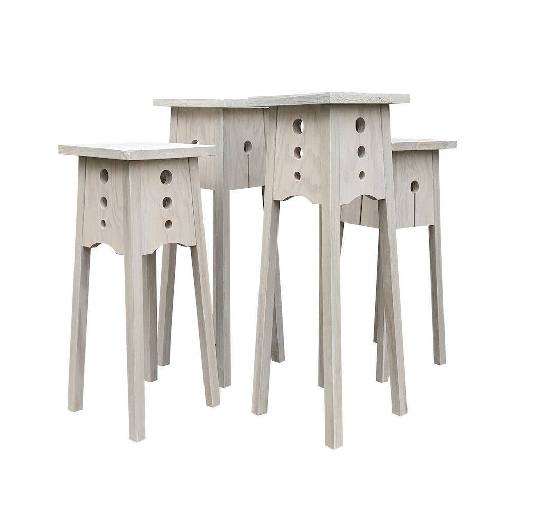 Perch Cedar Side Tables White Wash Opaque Stain Western Red Cedar Plant ...