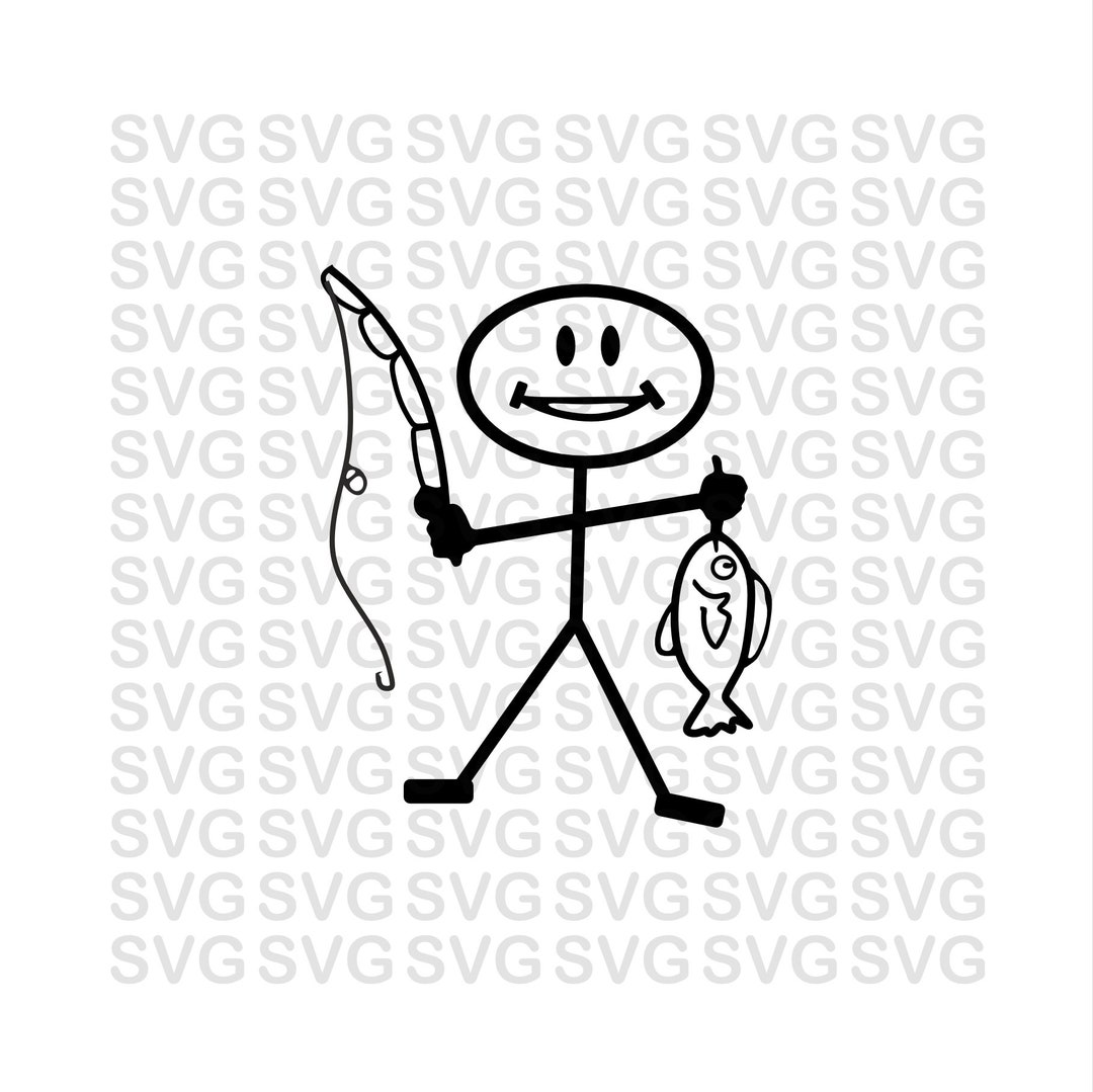 Fisherman Svg, Fish Svg, Fishing Stick Figure Svg, Png, Cute Fisherman ...