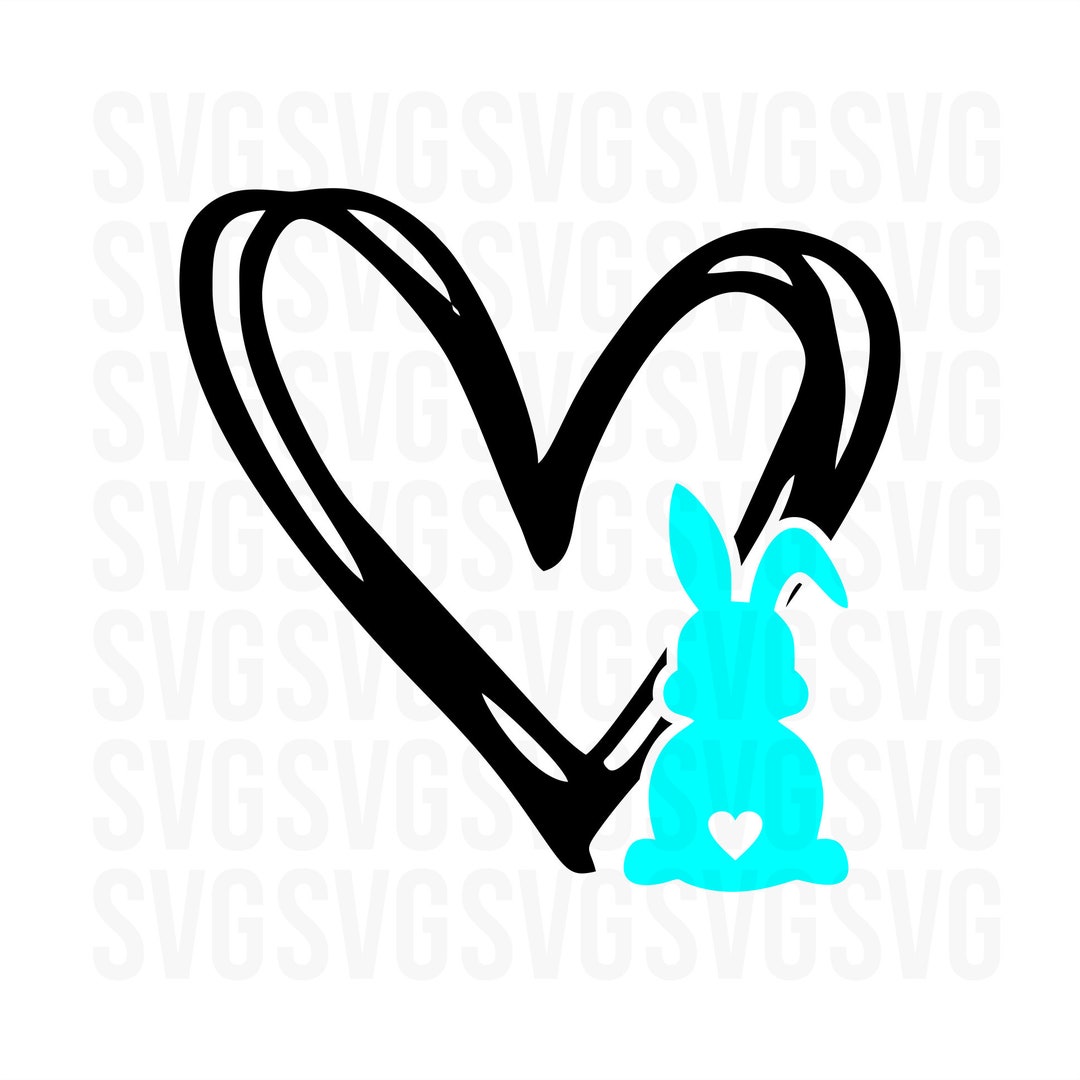 Bunny Heart Svg, Easter Bunny Svg, Cute Heart Svg, Cute Bunny Svg, Dxf ...