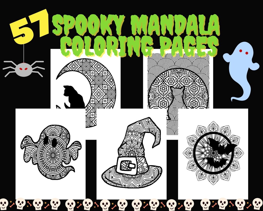 Spooky Mandala Coloring Pages - Etsy