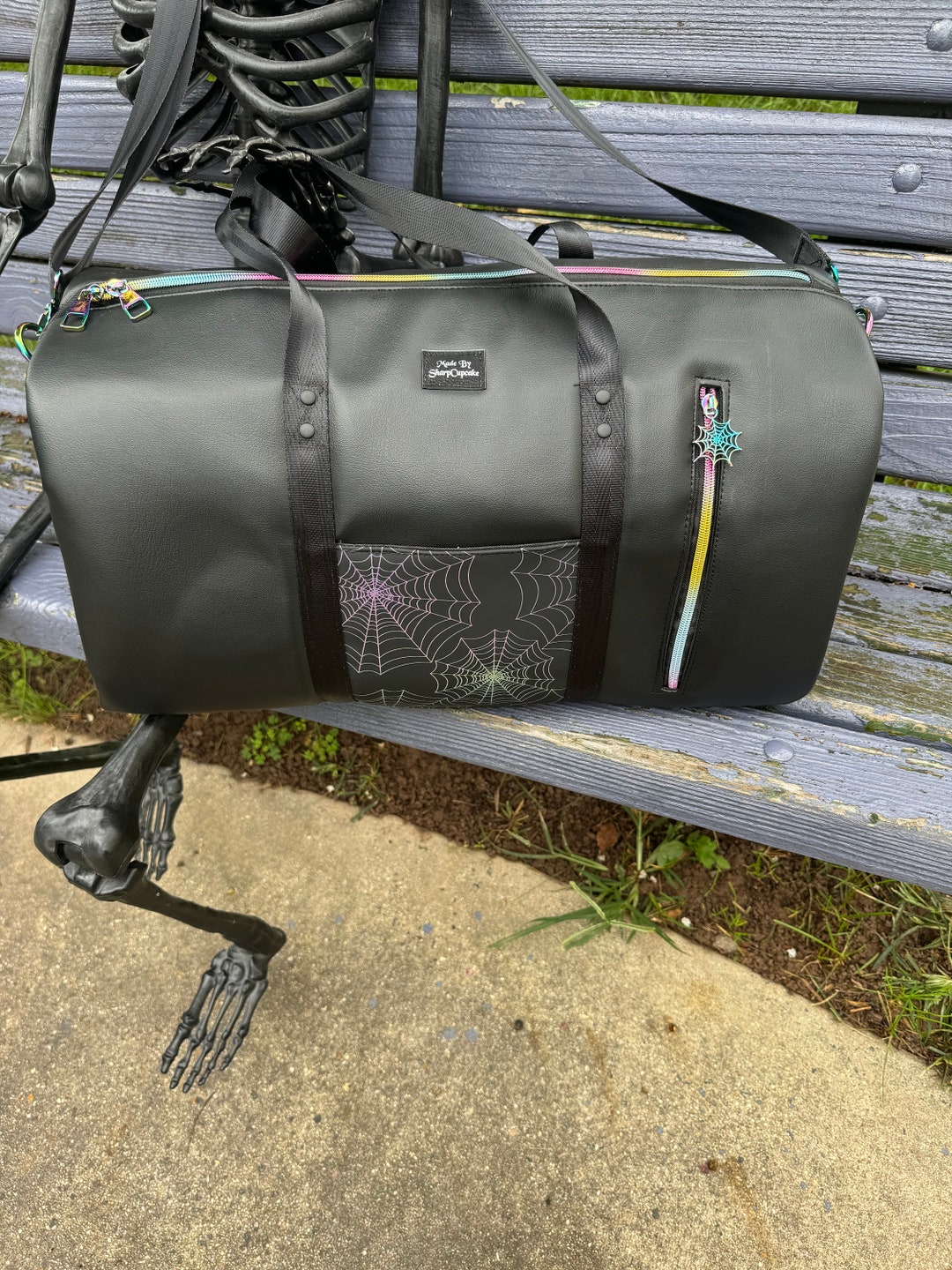 Spider Web Rainbow Reflective Duffle Bag, Travel, Goth, Gift - Etsy