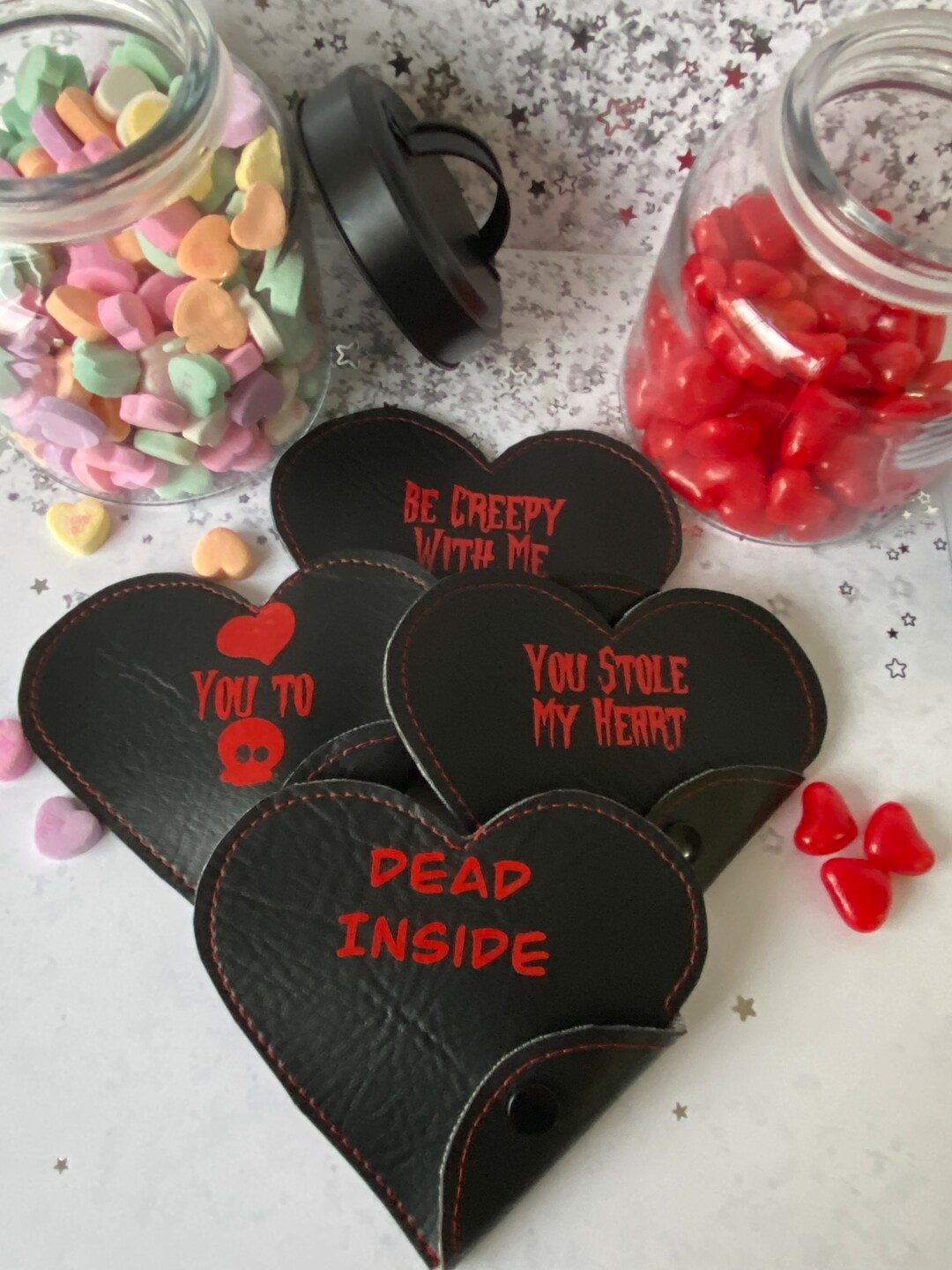 Dark Conversation Hearts Red on Black, Goth, Gift - Etsy