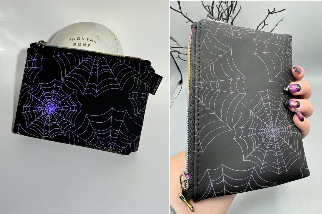 Rainbow Reflective Spider Web Zipper Pouch, Cosmetics, Pencil, Travel ...