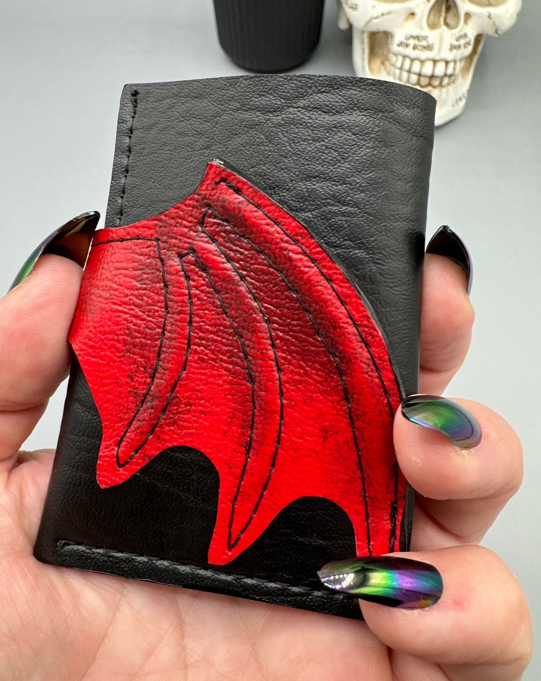 Red Bat Wing Card Holder Wallet, Dragon, Goth, Gift, Unisex - Etsy