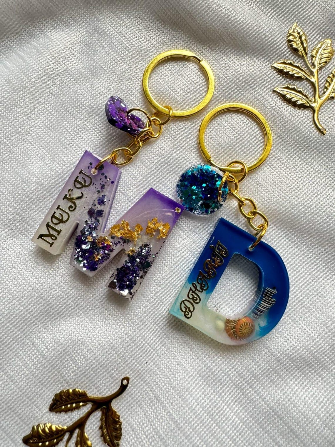 Custom Resin Initial With Name Keychain, Personalized Resin Keychain ...