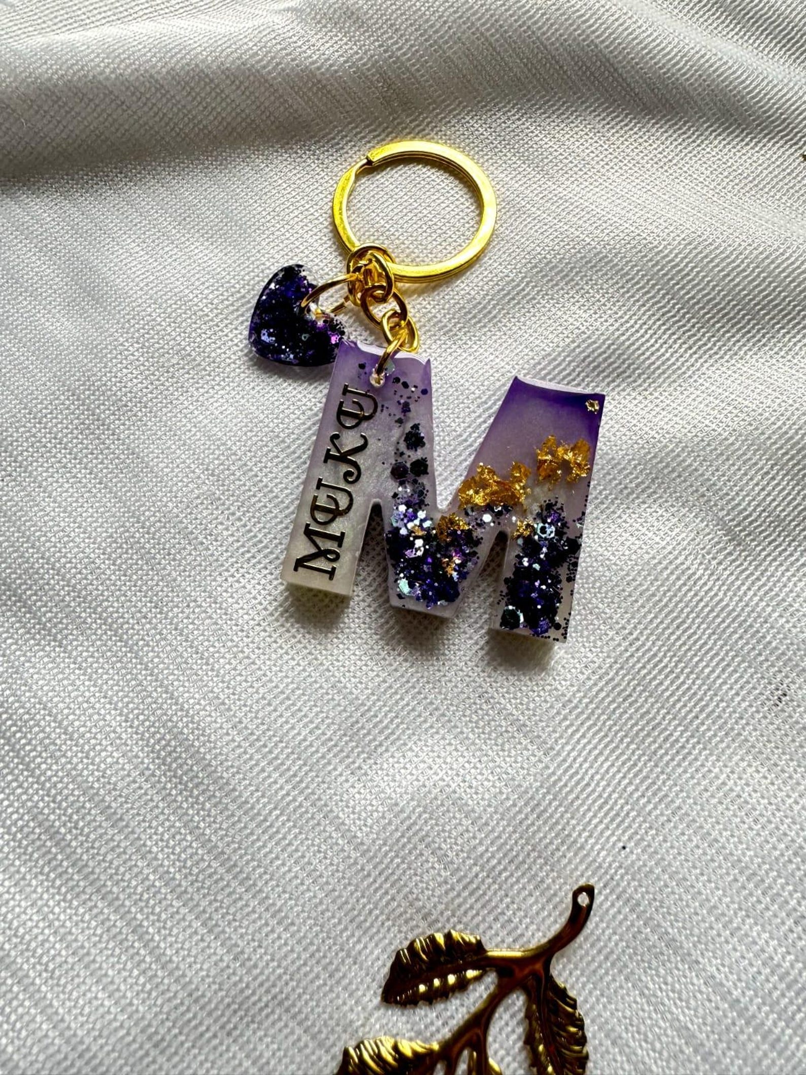 Custom Resin Initial With Name Keychain, Personalized Resin Keychain ...