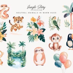 Watercolor Jungle Animals Clipart Collection - Cute and Quirky Animals ...