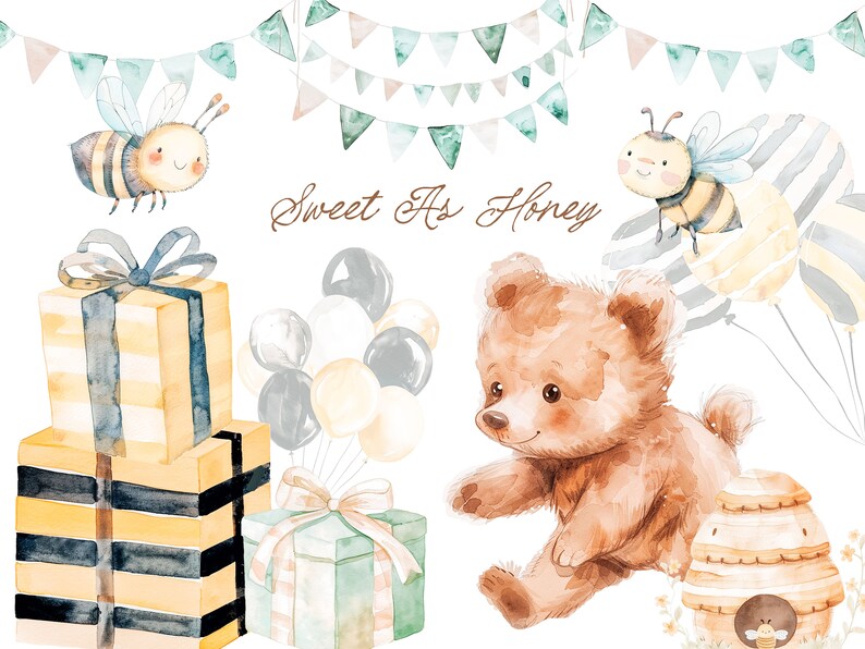 Cute Honey Bear Clipart - Bear Clipart - Teddy Bears - Cute Bee ...