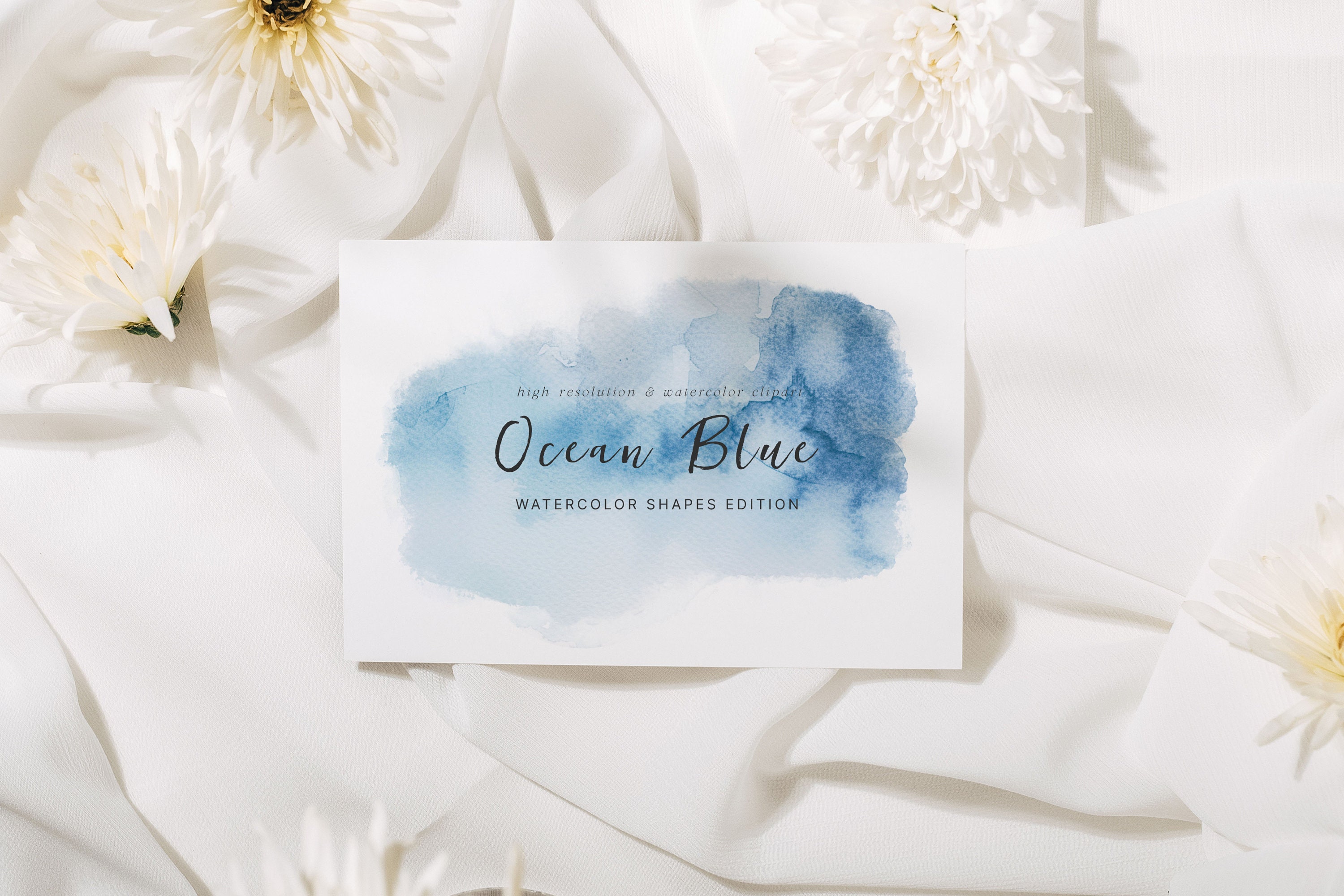 Blue Shapes Watercolor Clipart Watercolor Shapes Ocean Blue Washy ...