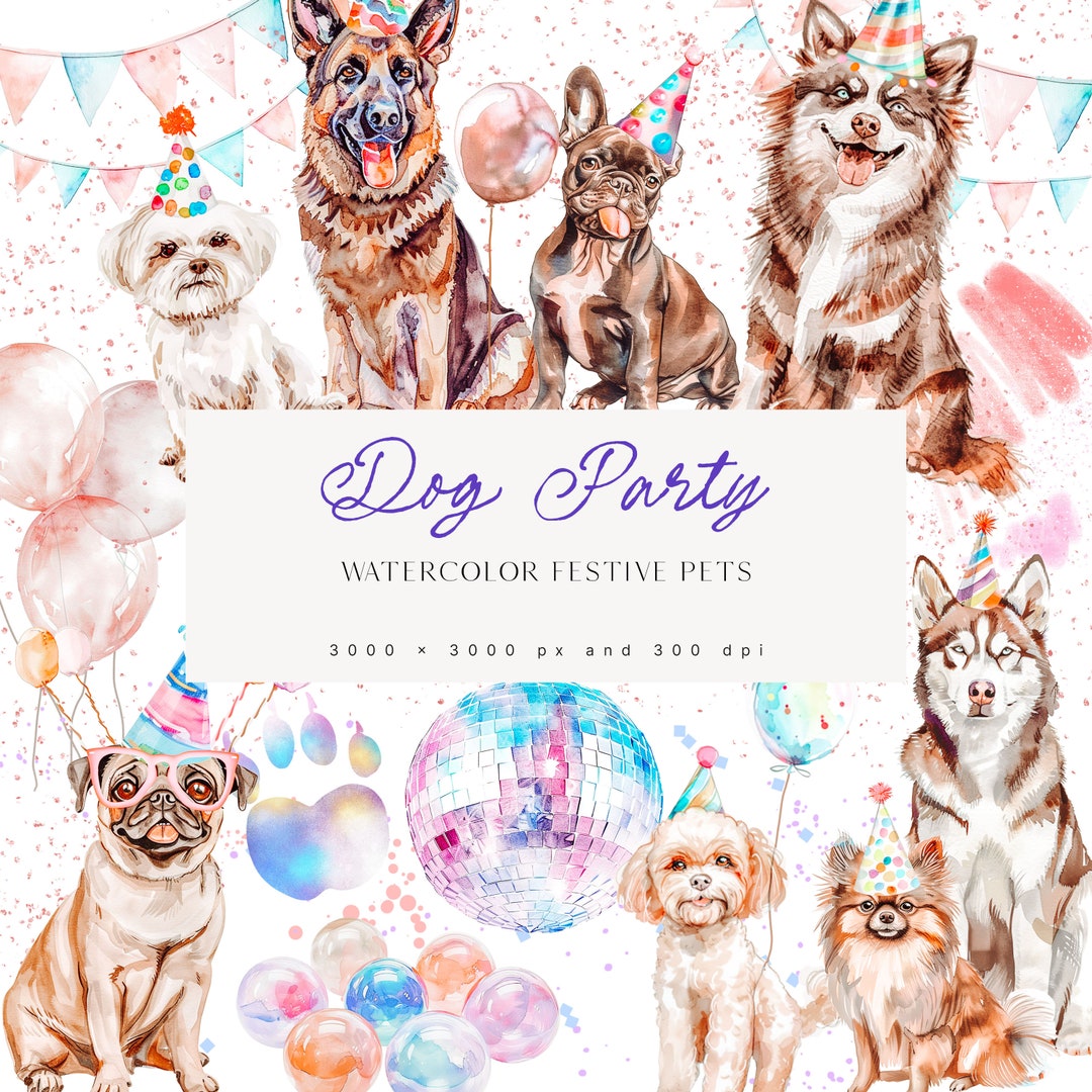 Dog Party Clipart - Party Pets Clipart - Festive Clipart - Cute Dog ...