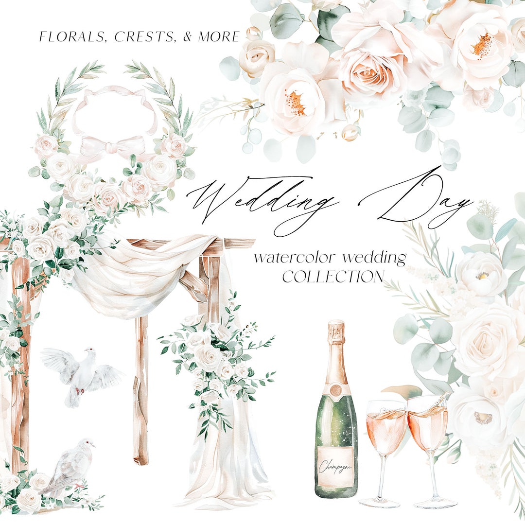 Wedding Watercolor Clipart - Floral Bouquets - Wedding Florals ...