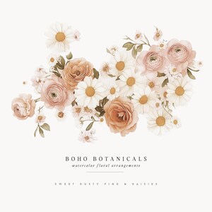 Watercolor Bohemian Flower Collection - Boho Flowers Clipart - Neutral ...
