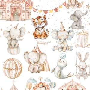 Cute Circus Clipart Set - Watercolor Circus - Circus Animals - Cute ...