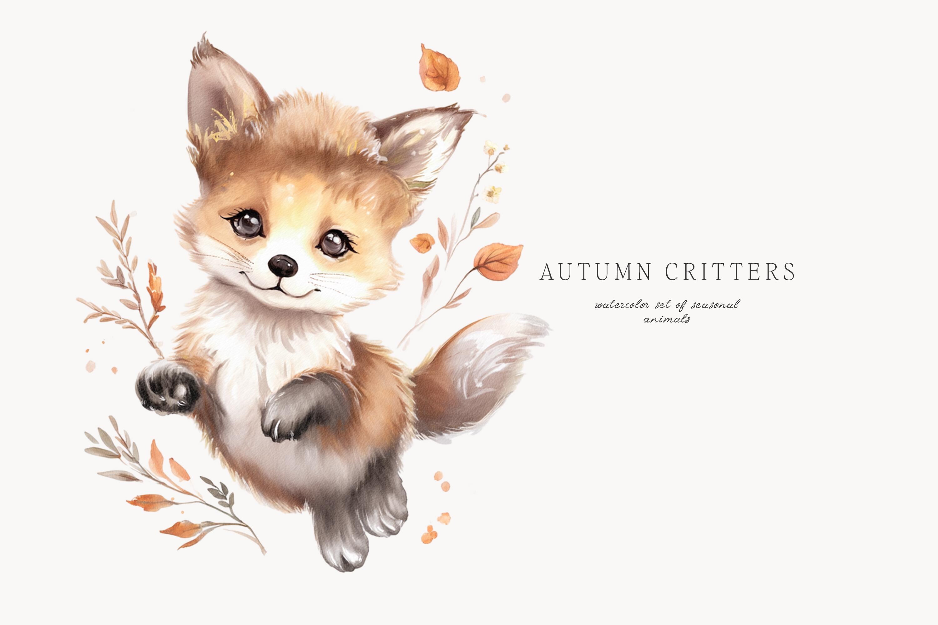 Watercolor Autumn Animals Clipart - Woodland Animals Clipart ...