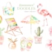 Watercolor Summer Doodle Clipart Set - Summer Collection of Elements ...
