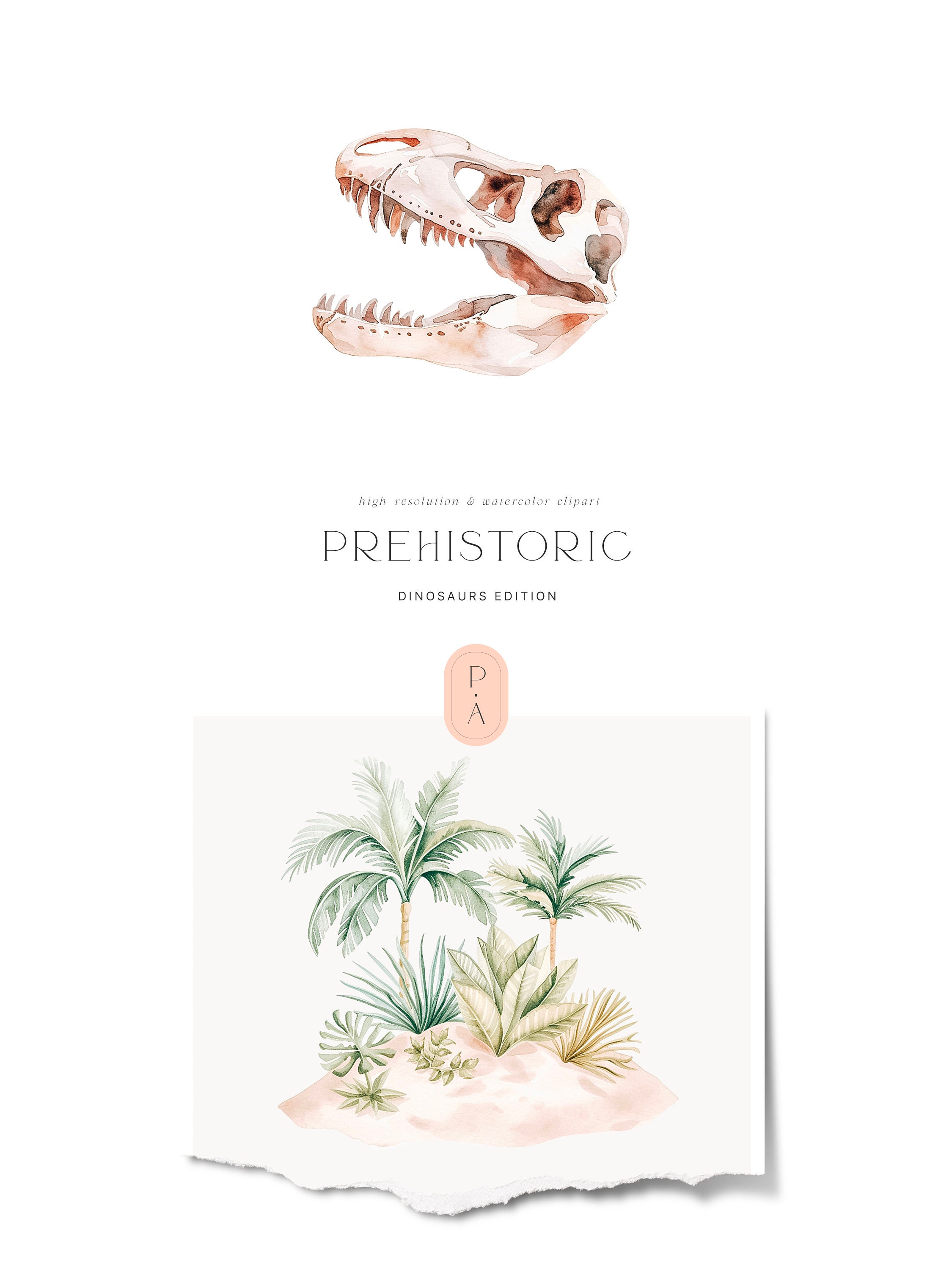 Dinosaur Watercolor Clipart Set - Prehistoric Clipart - Watercolor ...