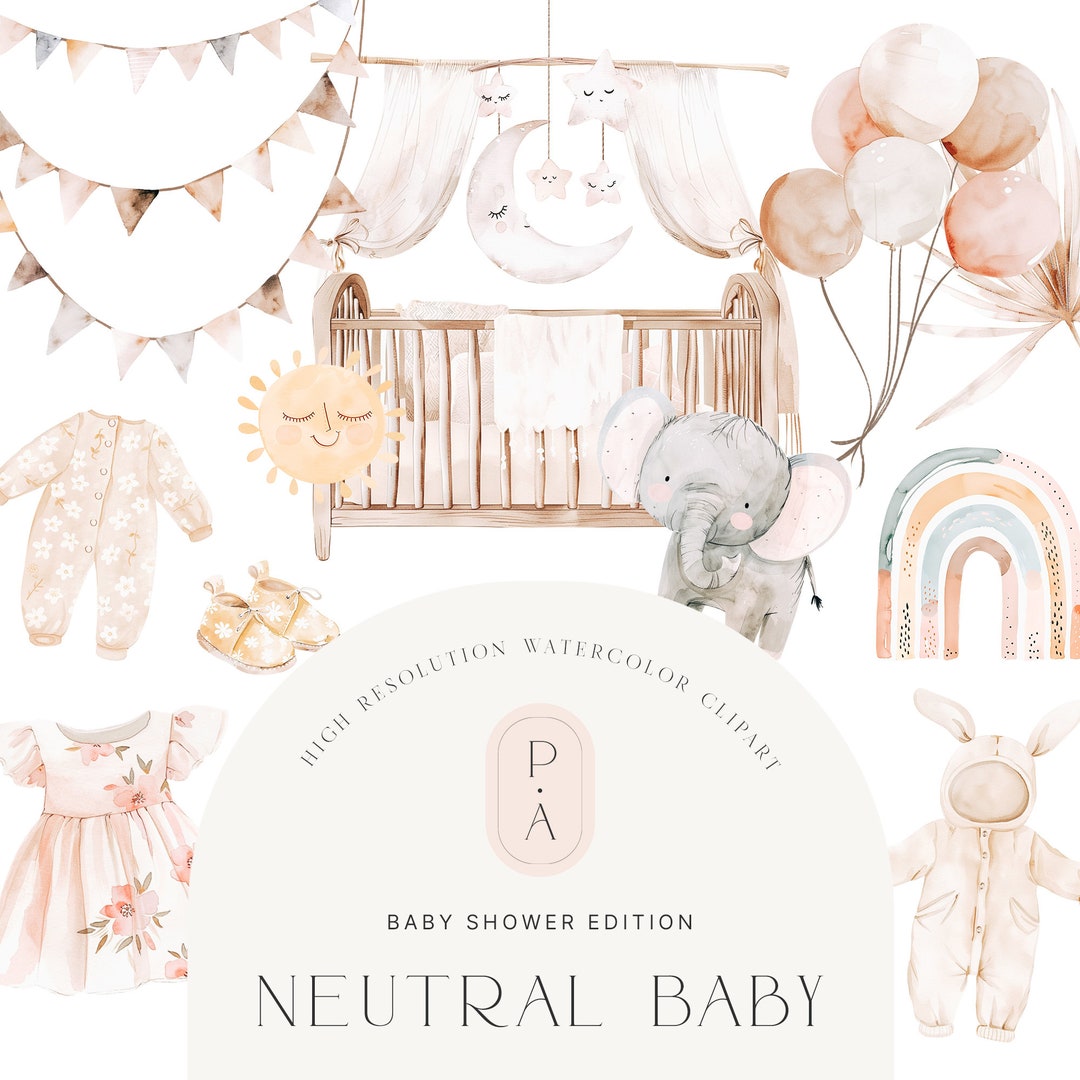 Neutral Baby Shower Clipart - Neutral Clipart - Nursery Clipart - Boho ...
