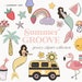 Groovy Retro Summer Clipart Set - Summer Clipart Collection - Retro ...