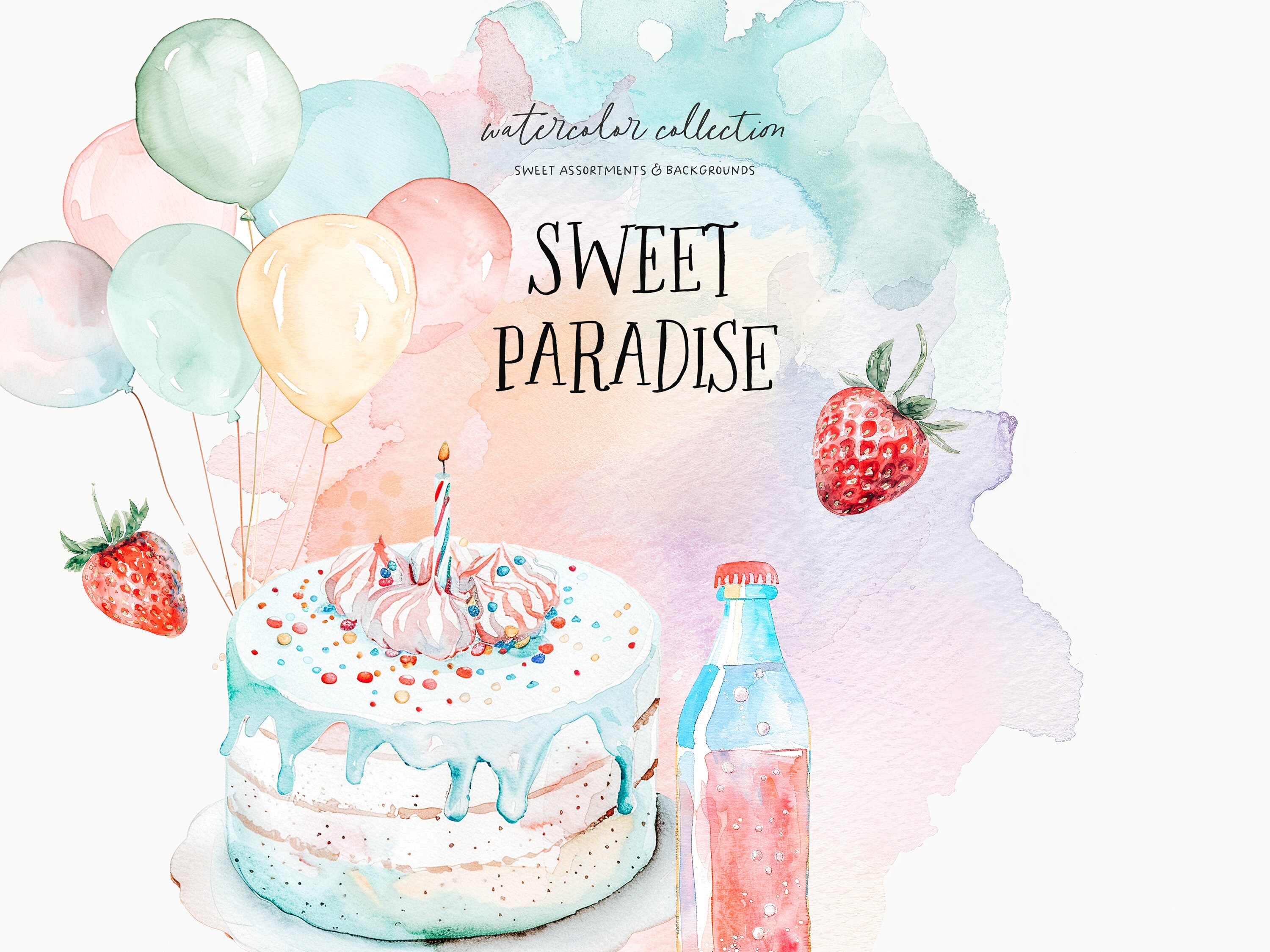 Sweets Watercolor Clipart Set Sweet Treats Sweets Party Sweet ...