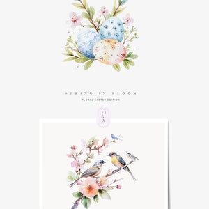 Watercolor Easter Clipart Set - Bunny Clipart - Spring Florals ...