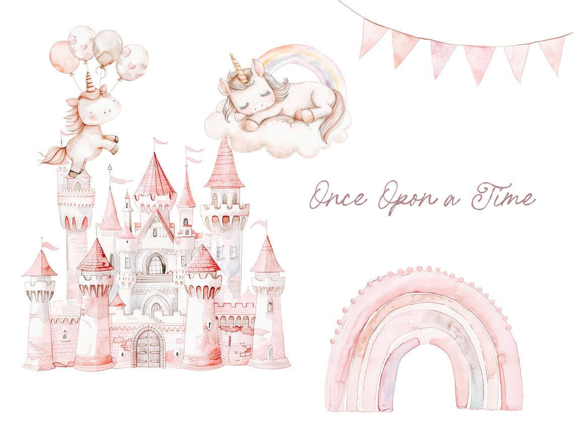 Cute Unicorn & Princess Clipart - Neutral Unicorns - Fantasy Princess ...