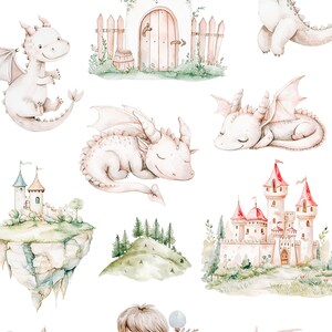 Neutral Dragons Watercolor Clipart - Kingdom Clipart - Dragon Clipart ...