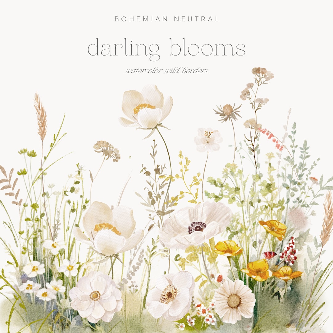 Watercolor Wild Flowers Borders - Floral Designs - Prairie Flowers ...