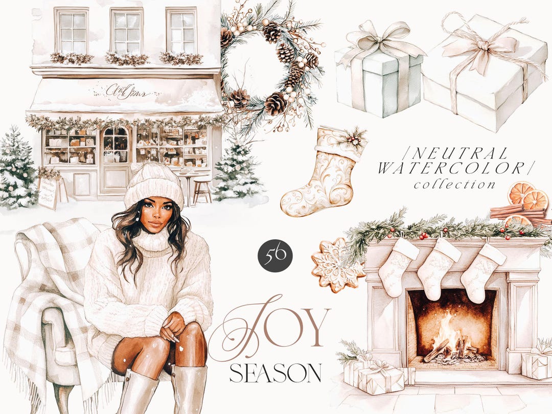 Neutral Christmas Clipart - Organic Christmas Clipart - Winter - Cozy ...