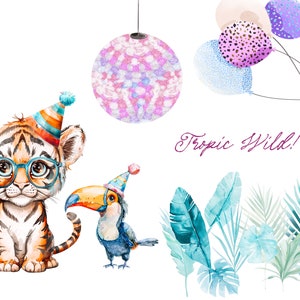 Tropical Party Clipart - Jungle Animals - Party Animal Clipart - Jungle ...