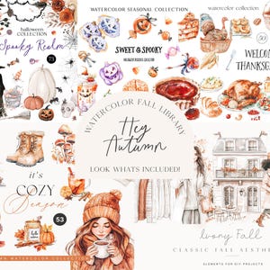 Watercolor Fall Autumn Bundle - Stickers Bundle - Scrapbookin Bundle ...