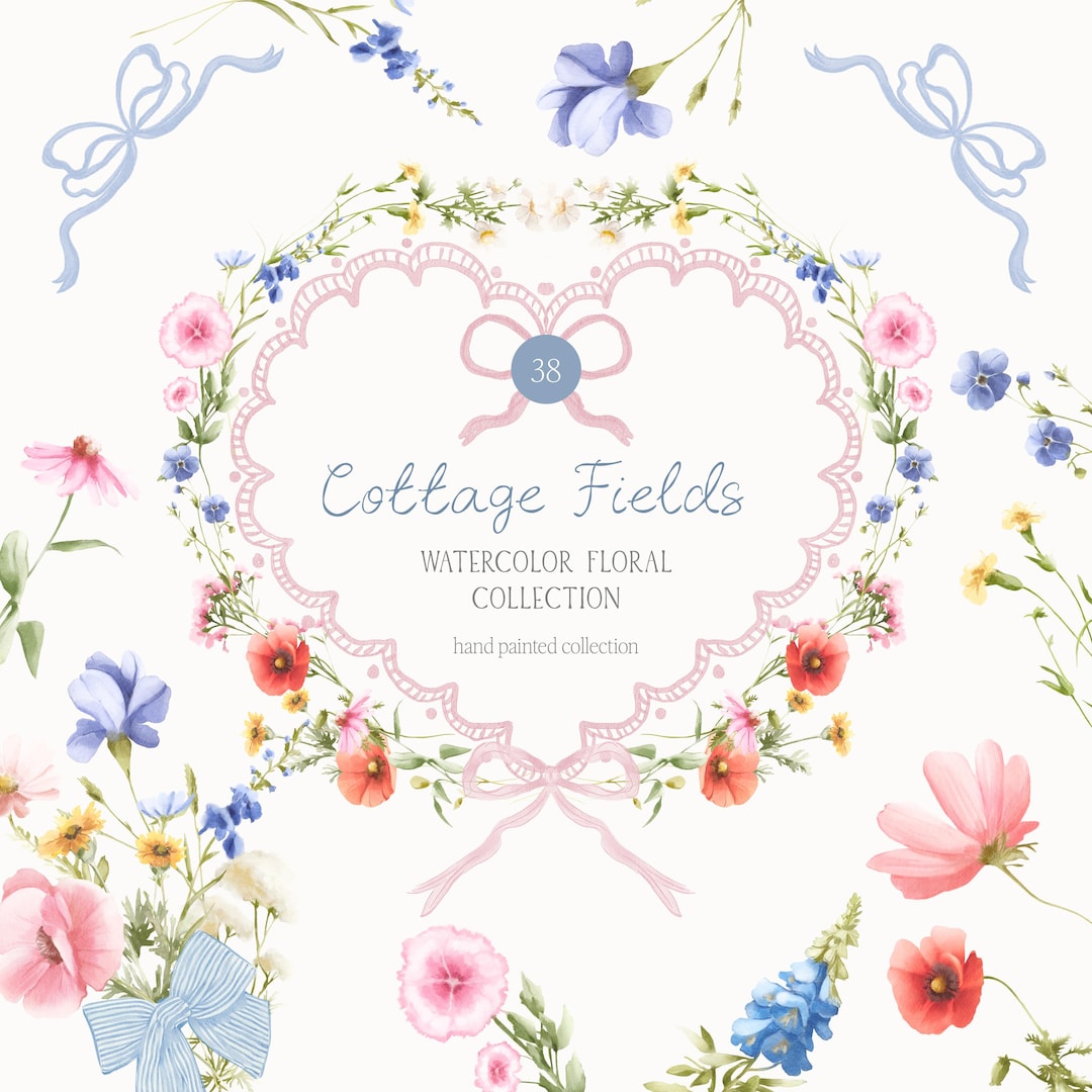 Watercolor Wild Cottage Fields - Preppy Wild Flowers - Preppy ...