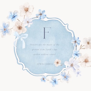 Preppy Blue Floral Clipart Collection - Preppy Flowers - Preppy Frames ...