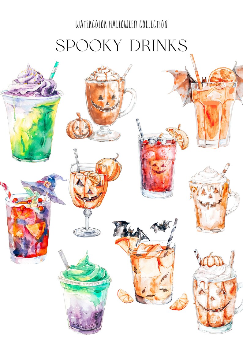 Halloween Drinks Clipart - Spooky Drinks Clipart - Halloween Clipart ...