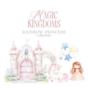 Cute Princess & Unicorn Clipart - Watercolor Nursery - Clipart for Kids ...